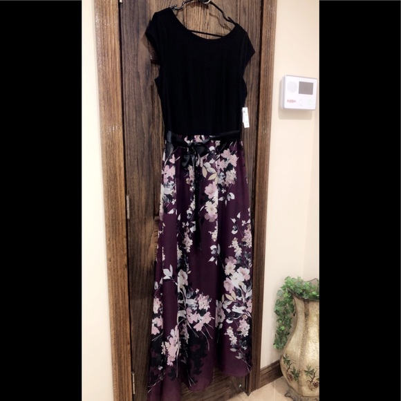 SLNY | Dresses | Womens Formal Dress Sizes 14 16 Floral Purple Black ...